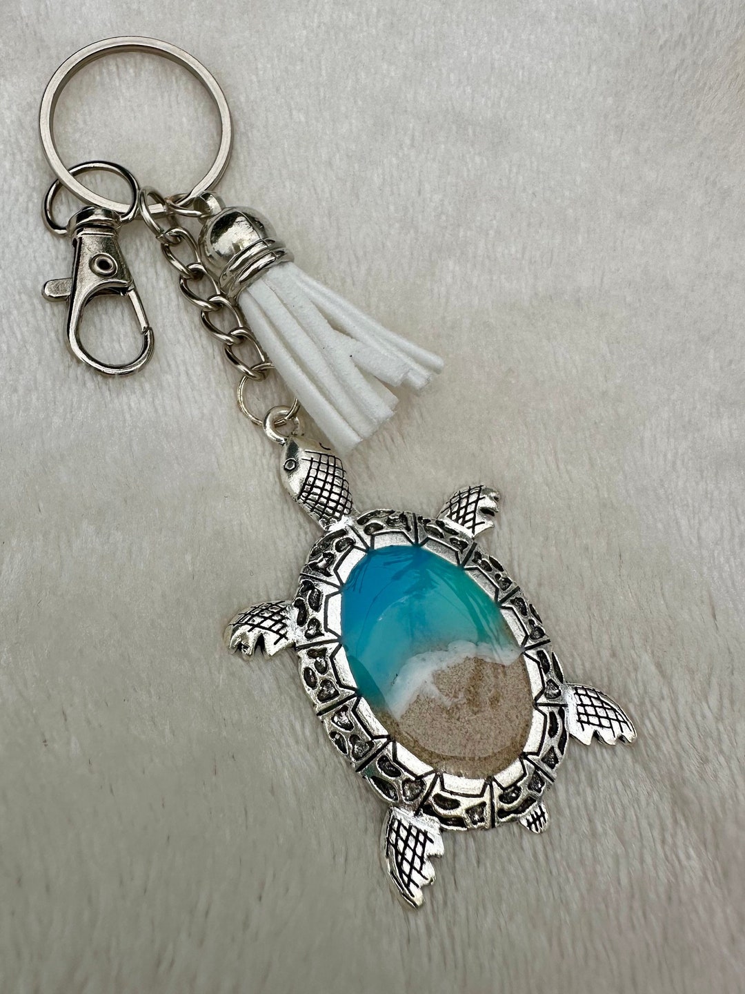 Sea Turtle Keychain Resin Ocean Keychain Key Tag Keyring Resin Waves ...