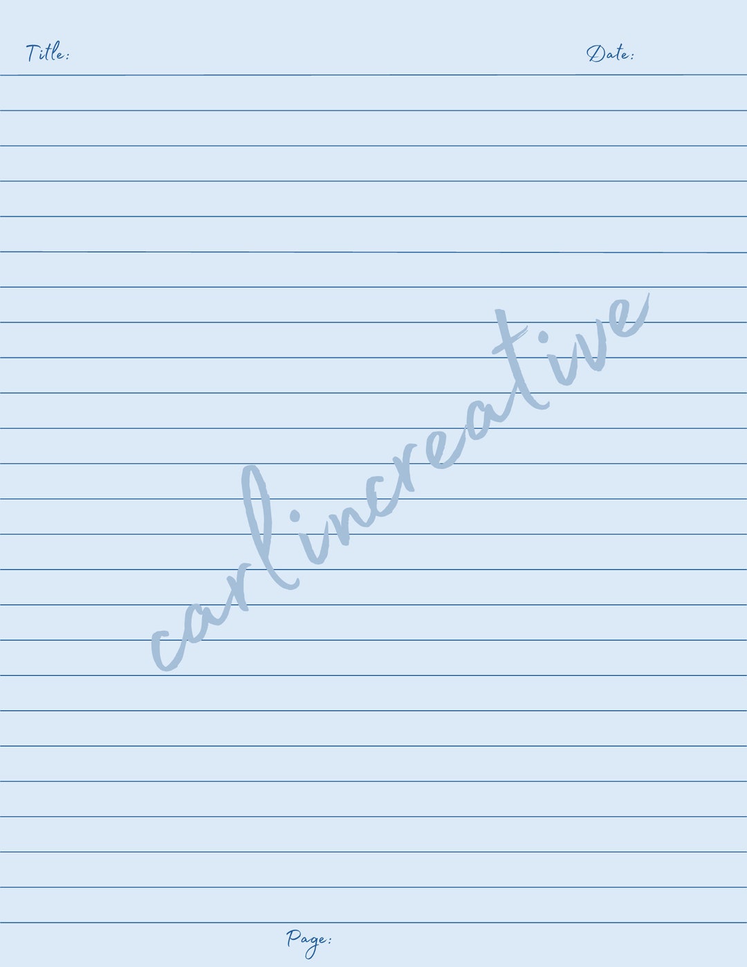 Blue Lined Note Paper DIGITAL DOWNLOAD ONLY - Etsy
