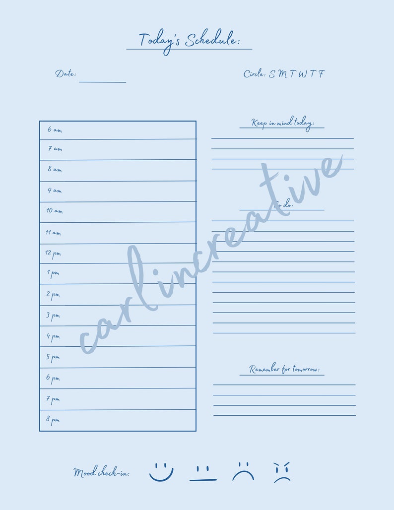 Blue Schedule Template and To-do List DIGITAL DOWNLOAD ONLY - Etsy