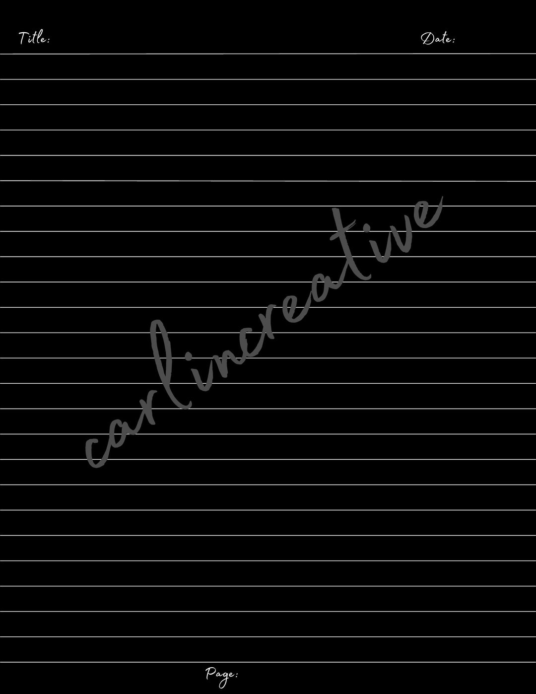 Black Lined Note Paper DIGITAL DOWNLOAD ONLY - Etsy
