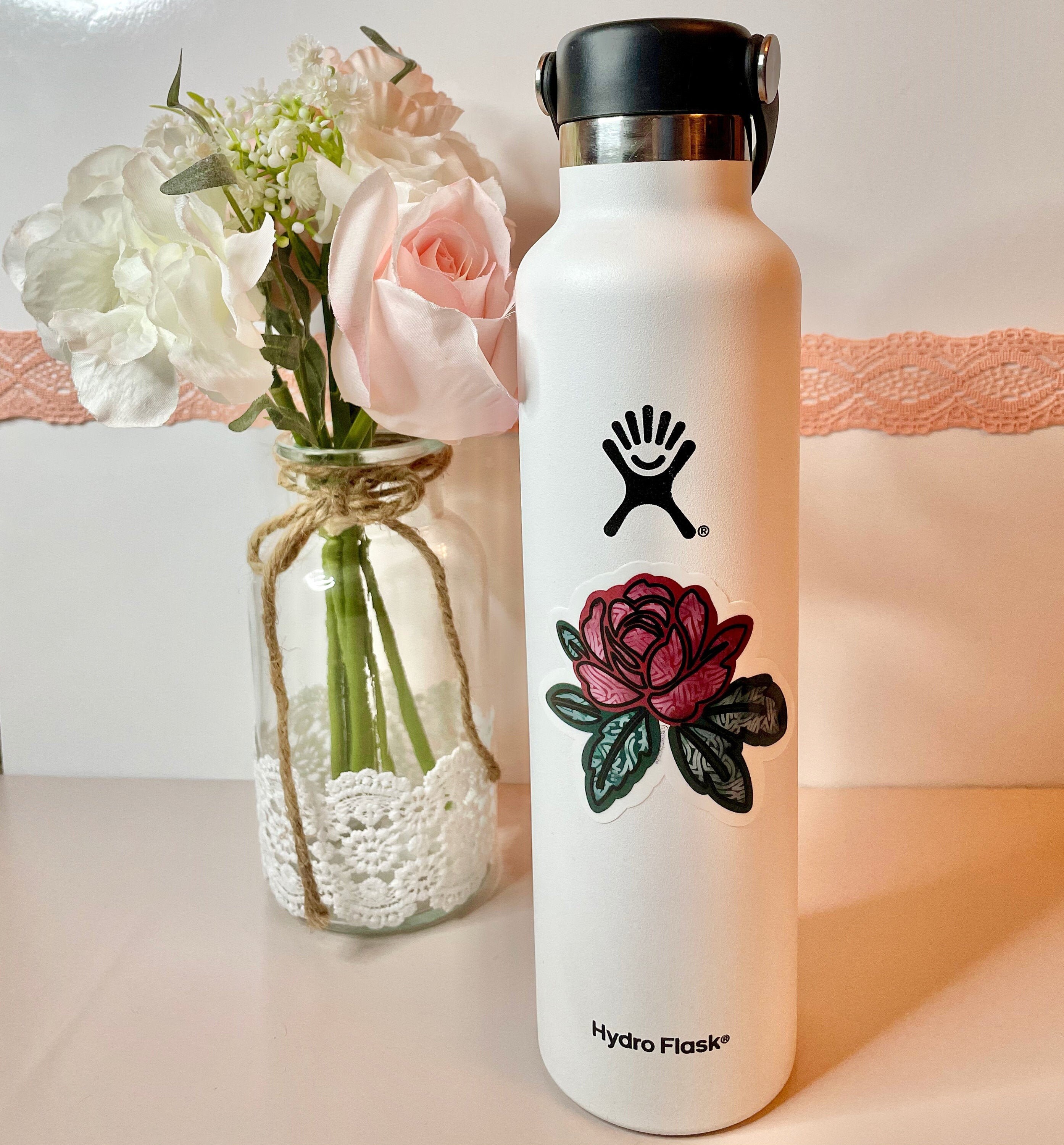 Red Rose Waterproof Vinyl Sticker for Laptop Red Flower Water - Etsy