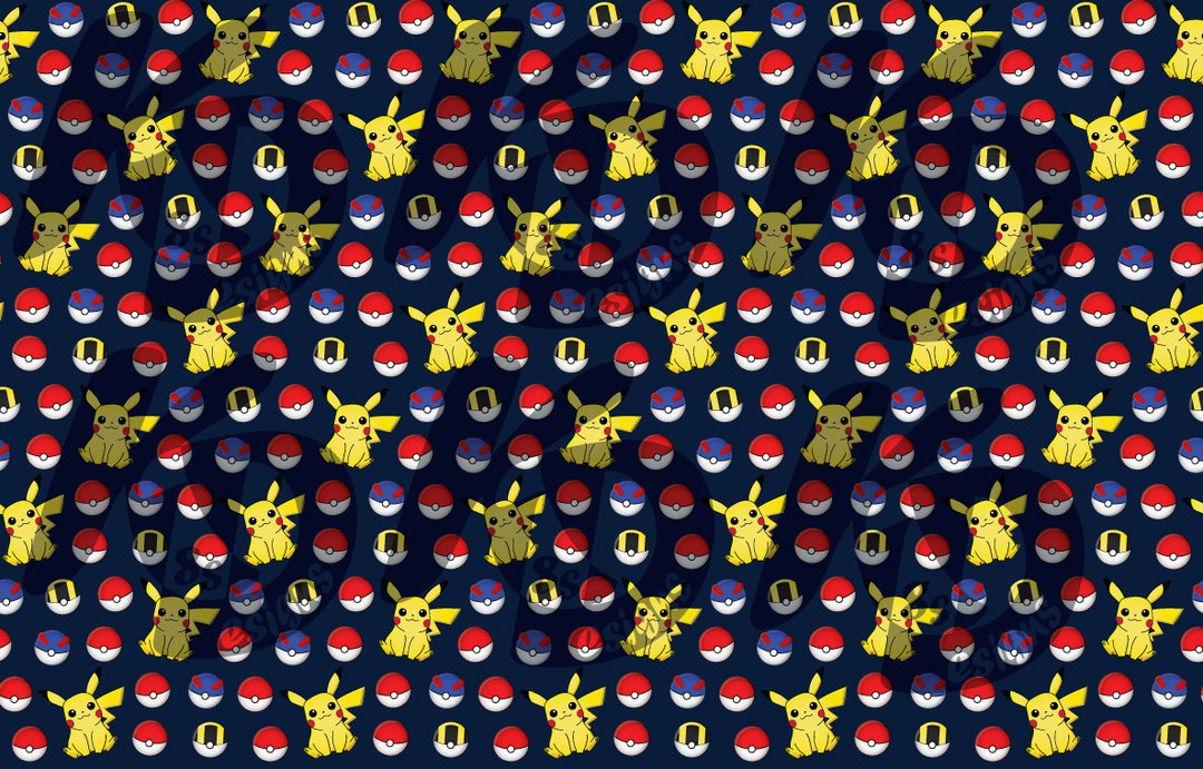 Pikachu and Pokeballs Digital Image - Etsy