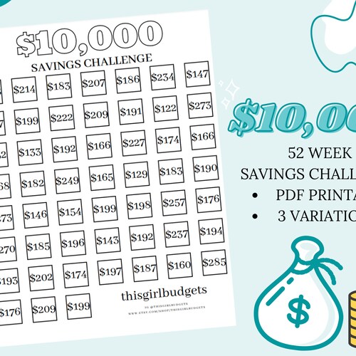 52 Week Savings Challenge - Etsy