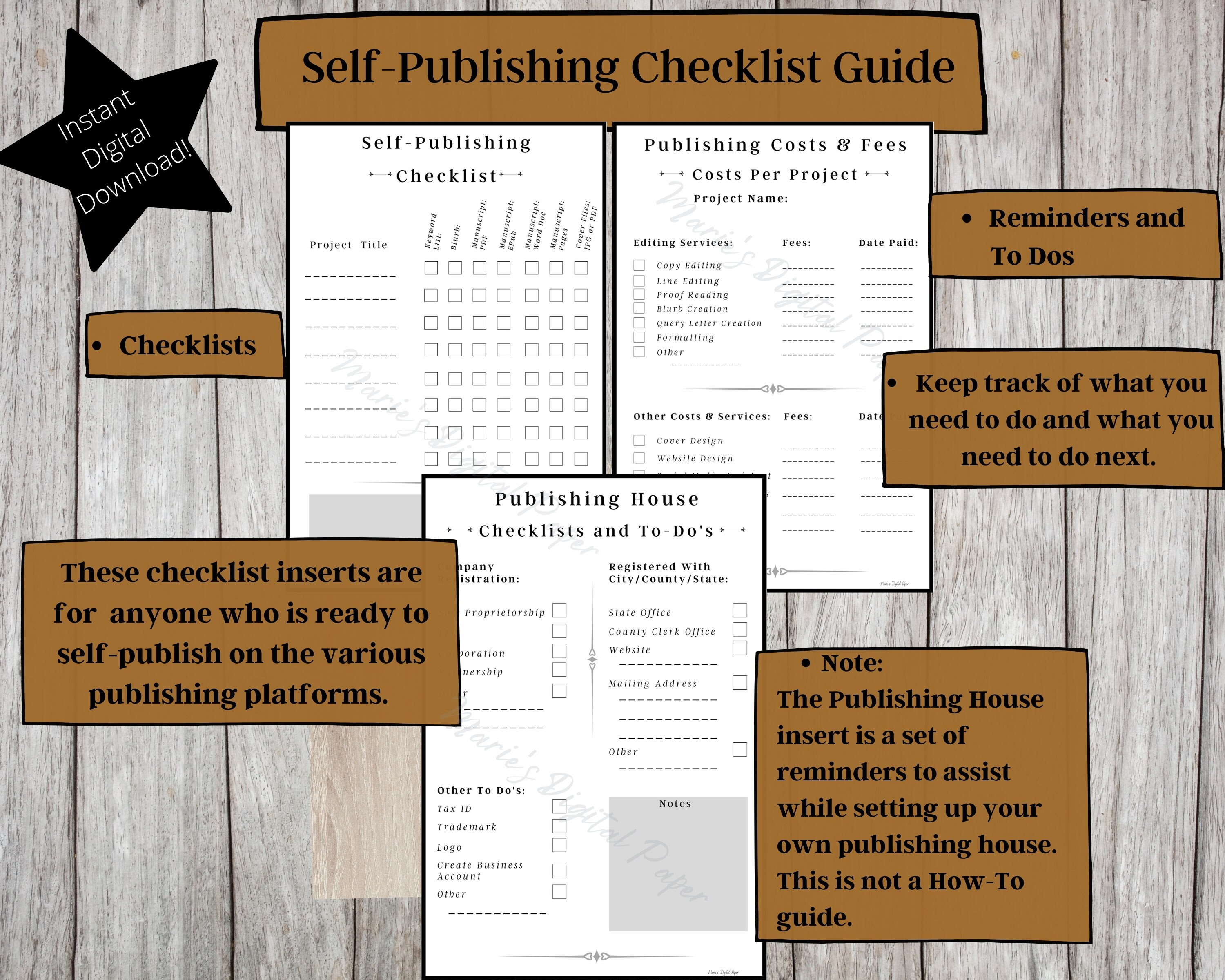 Self-publishing Checklists for Writers writers Checklistsauthors Self ...