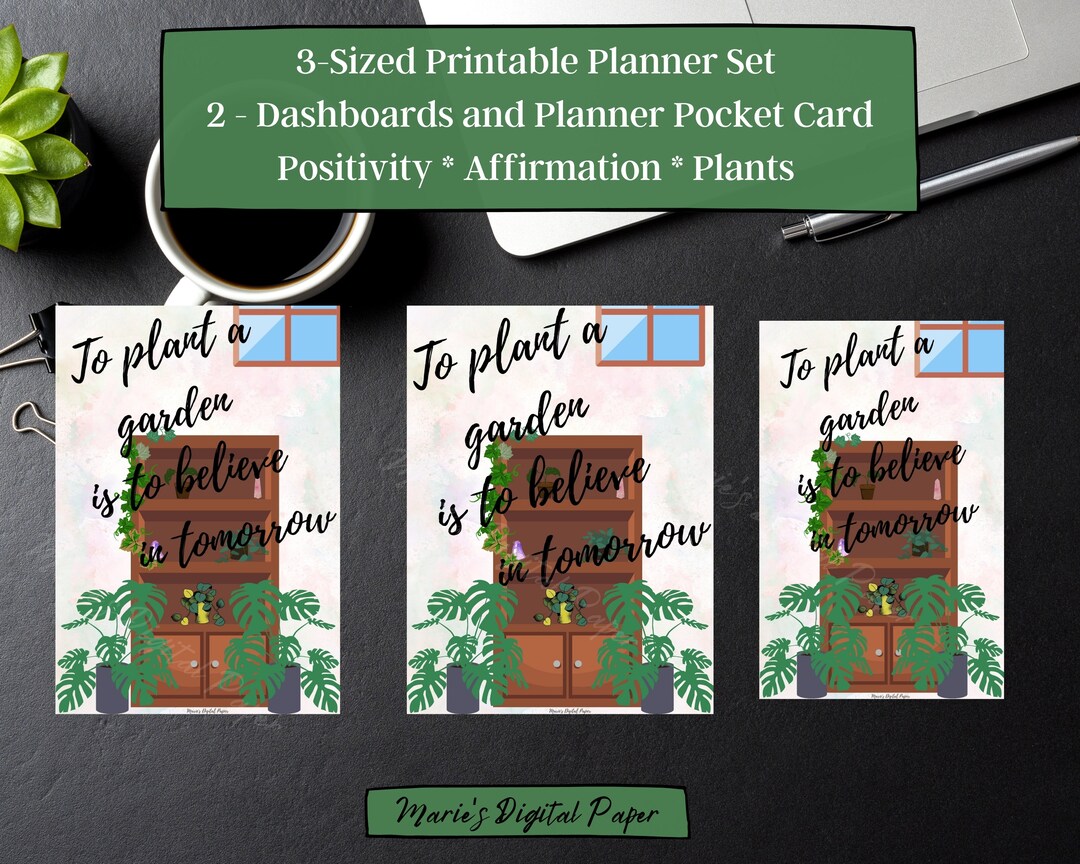 Garden Vibes Digital Dashboard Set 3 Sizes Planner Pocket Cards Happy ...