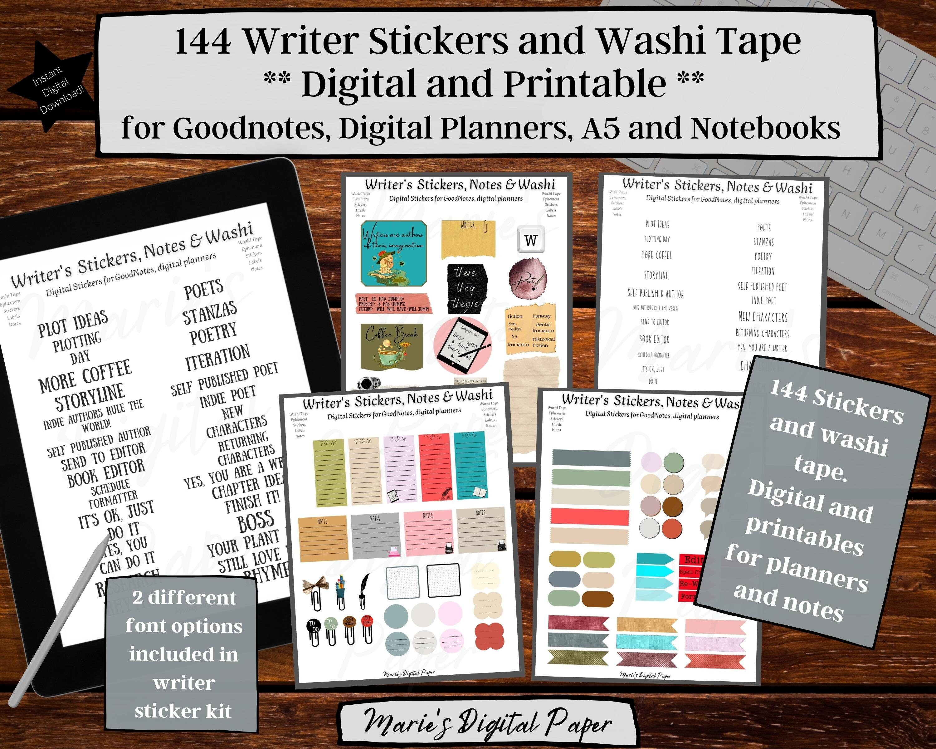 144 Author Self Published Sticker Kit Printable and Digital Stickers ...