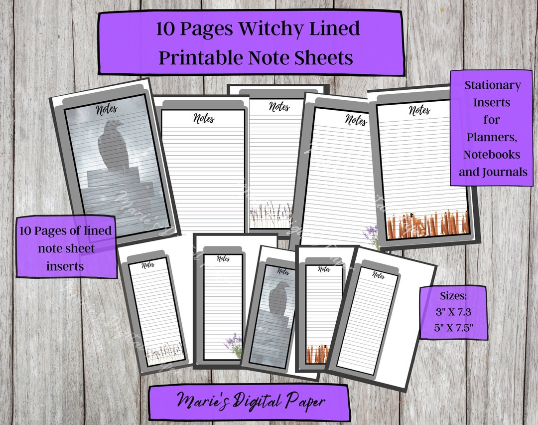 10 Page Crow Notes Pages | Printable | Journals | Halloween Paper ...