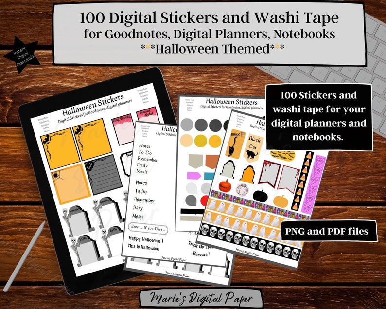 100 Halloween Digital Stickers Pre Cropped |digital Planner | PNG ...