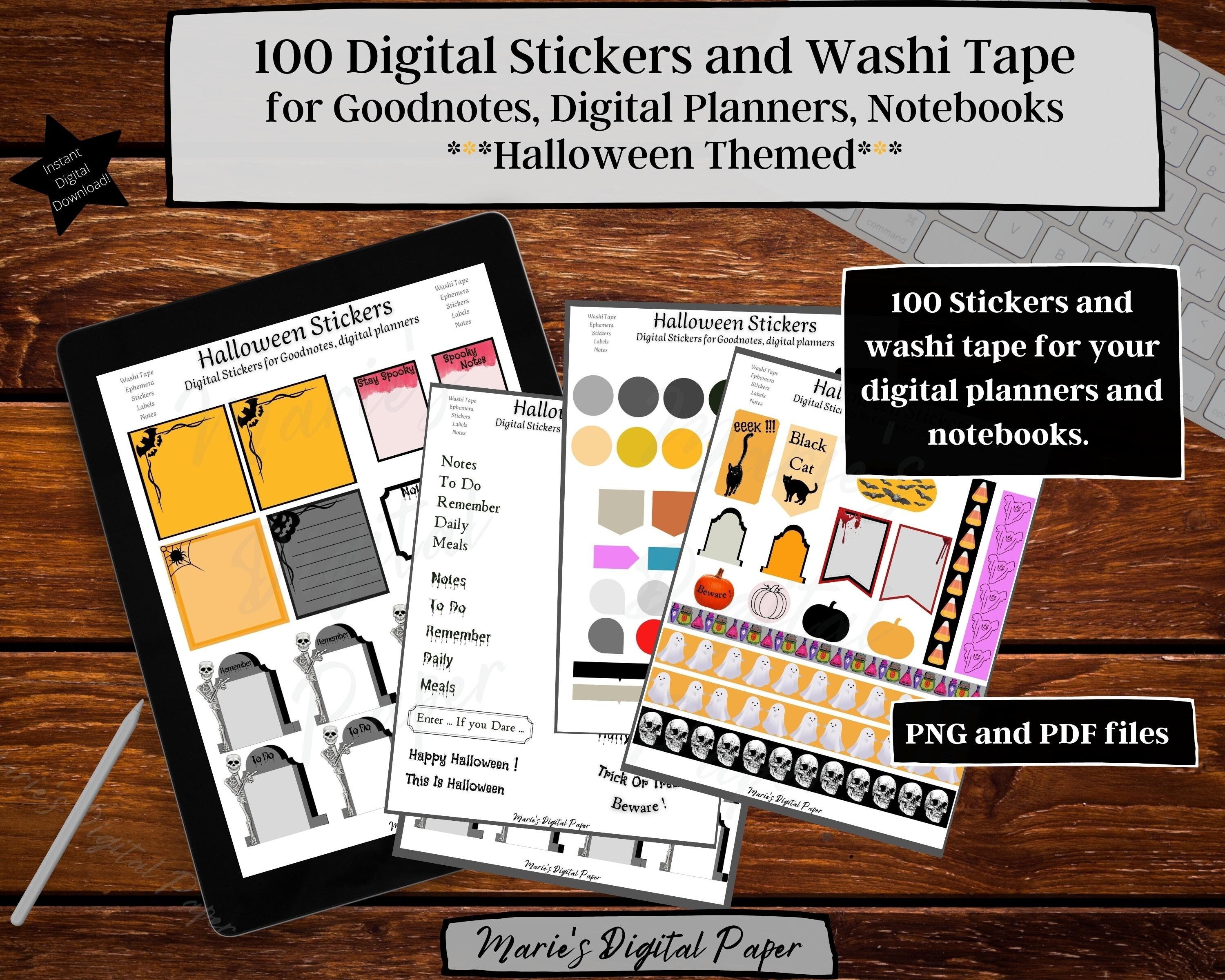 100 Halloween Digital Stickers Pre Cropped |digital Planner | PNG ...