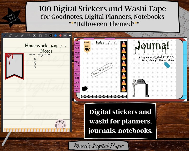 100 Halloween Digital Stickers Pre Cropped |digital Planner | PNG ...