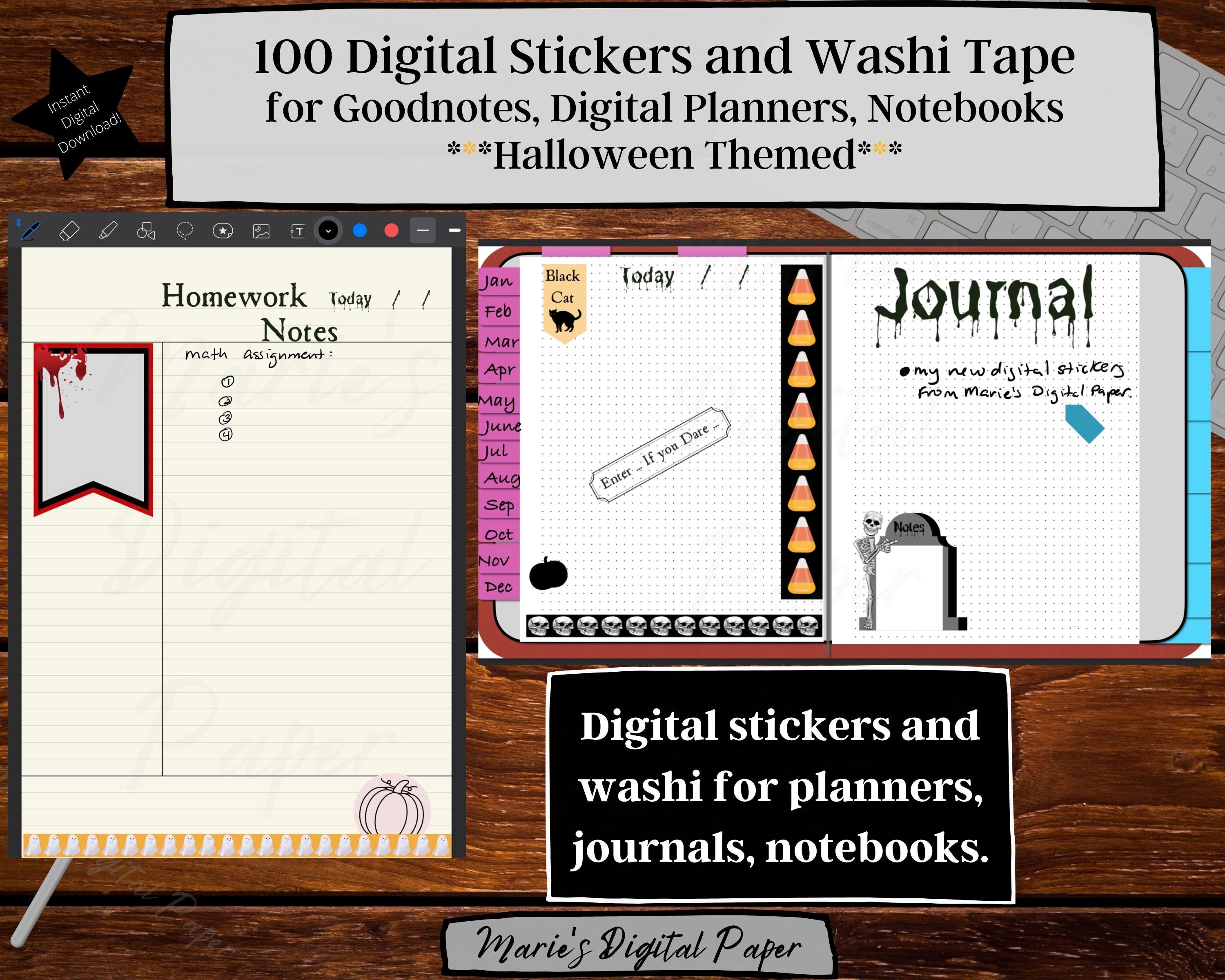 100 Halloween Digital Stickers Pre Cropped |digital Planner | PNG ...