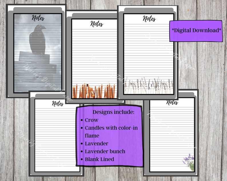 10 Page Crow Notes Pages | Printable | Journals | Halloween Paper ...