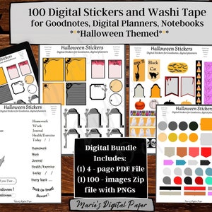 100 Halloween Digital Stickers Pre Cropped |digital Planner | PNG ...