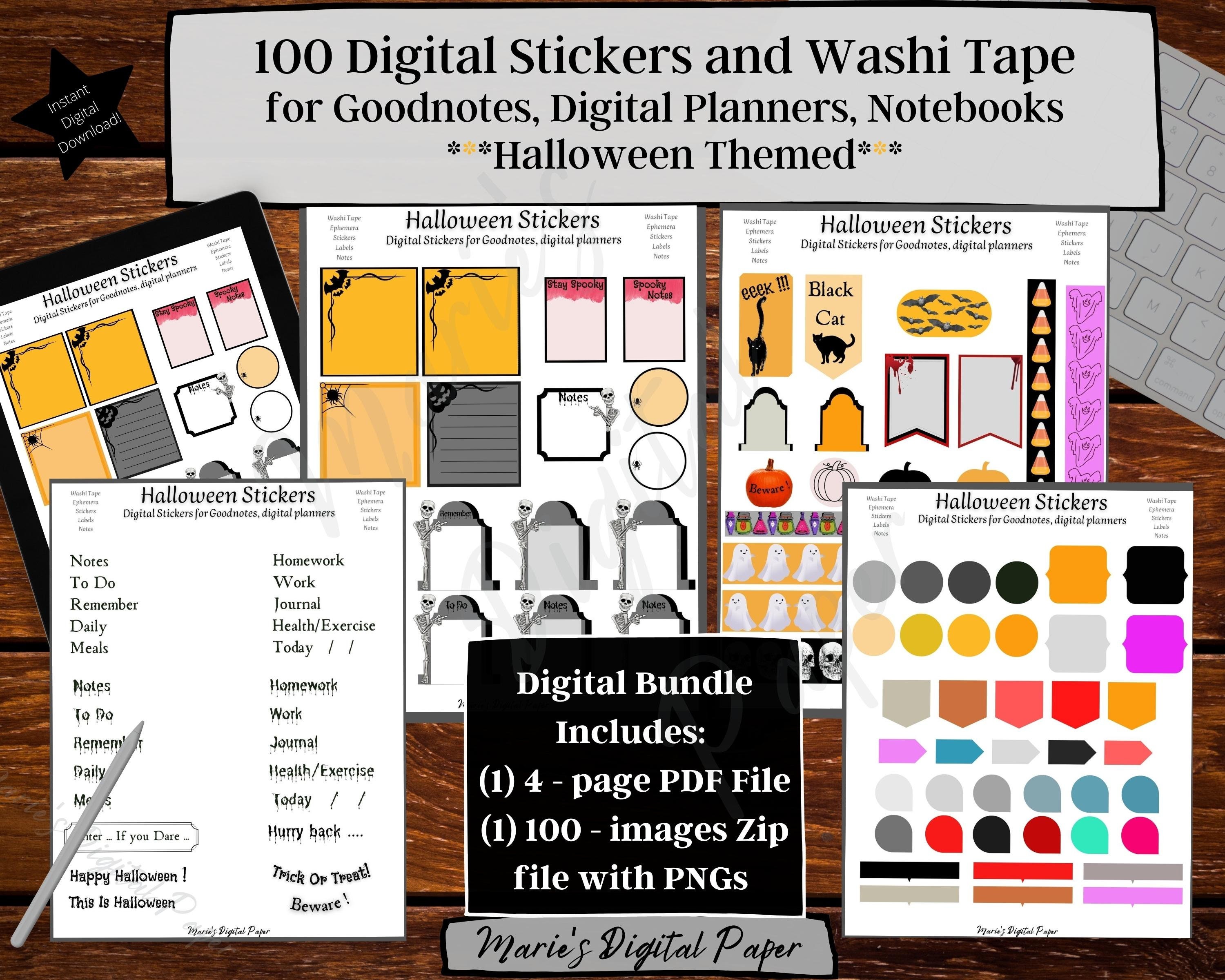 100 Halloween Digital Stickers Pre Cropped |digital Planner | PNG ...