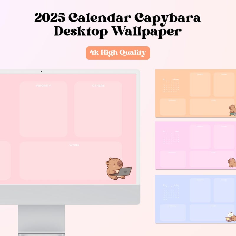 Capybara Desktop Wallpaper - Etsy