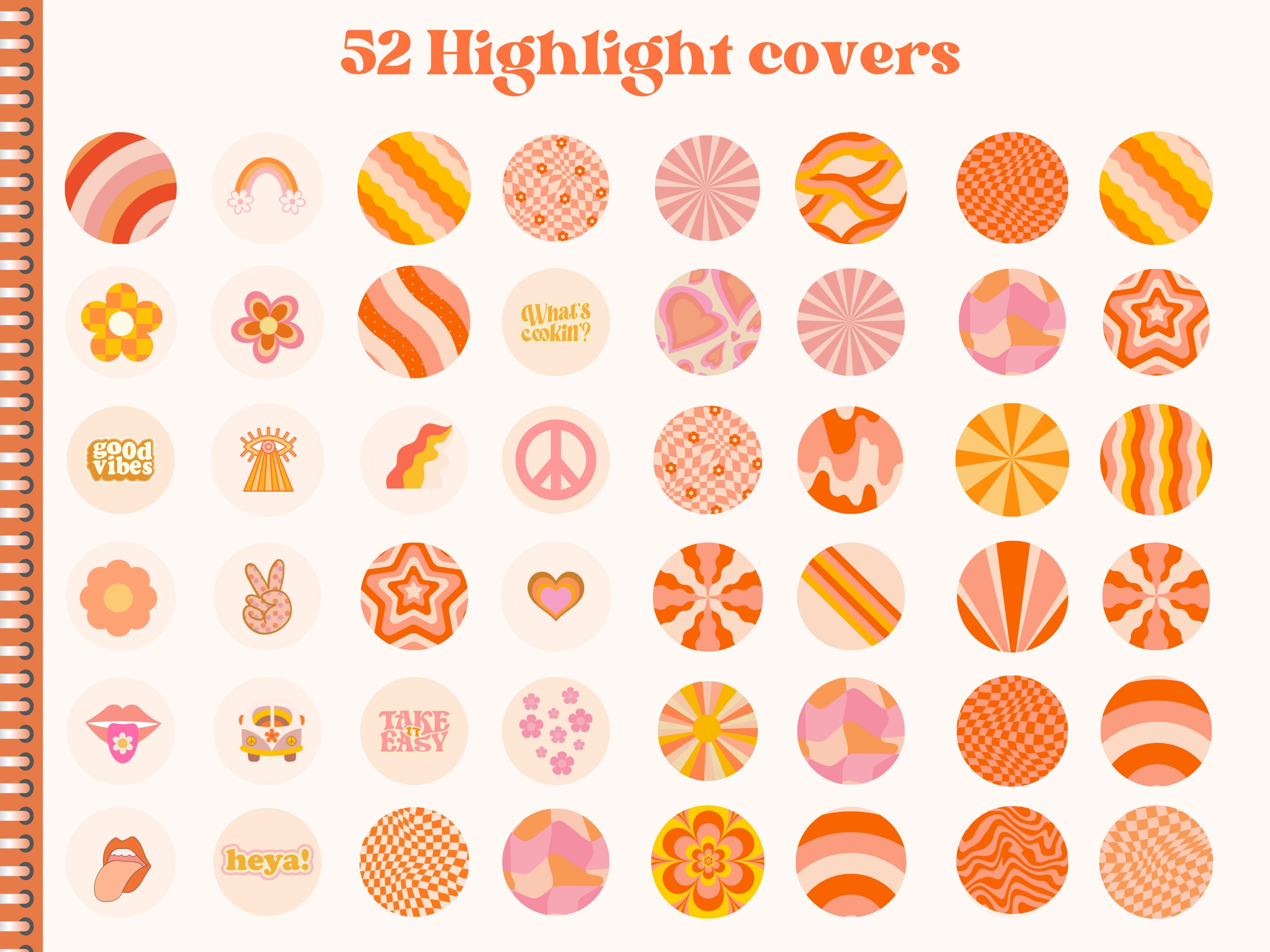 52 Retro Instagram Highlight Cover Icons Groovy Highlight Covers ...