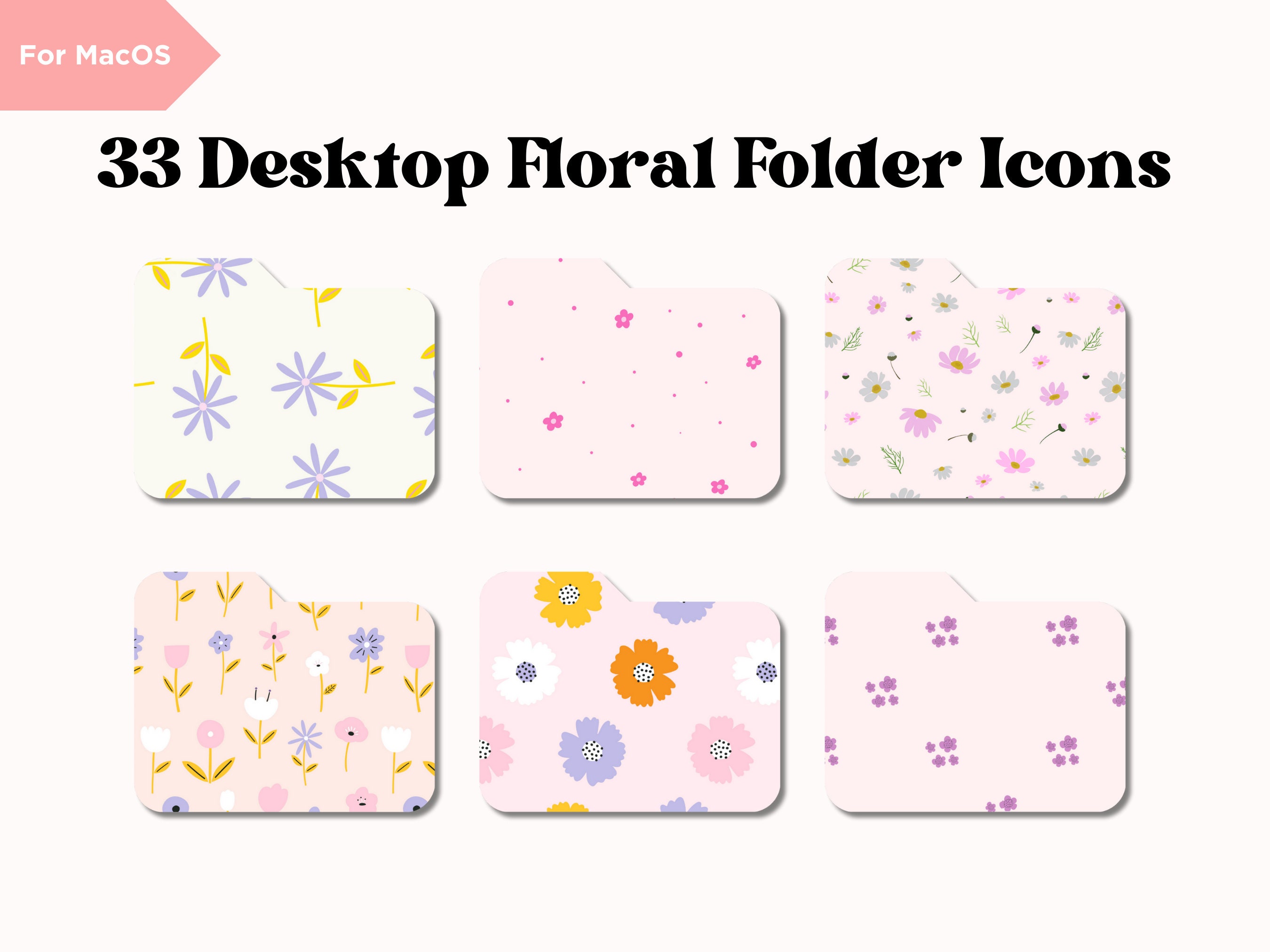 33 Spring Floral Summer Desktop Folder Icons for Mac Desktop Folder ...