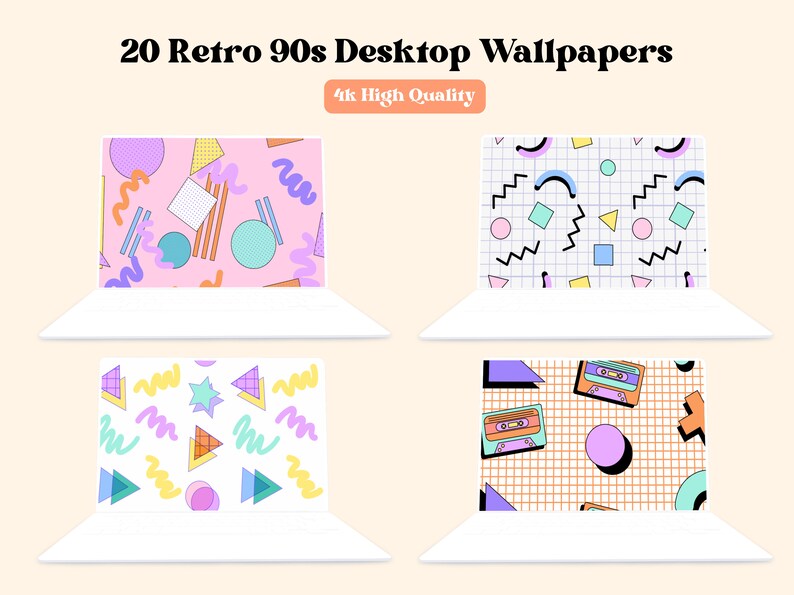 20 Retro Desktop Wallpaper Doodle 70's 90's High Quality 4k Wallpaper ...