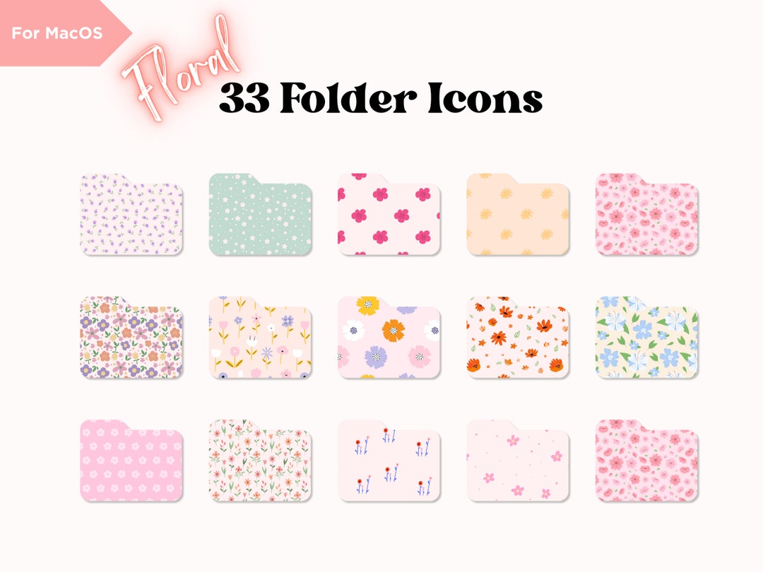 33 Spring Floral Summer Desktop Folder Icons for Mac Desktop Folder ...