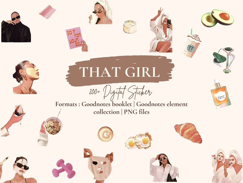 That Girl Aesthetic Digital Sticker Book High Quality for Goodnotes ...