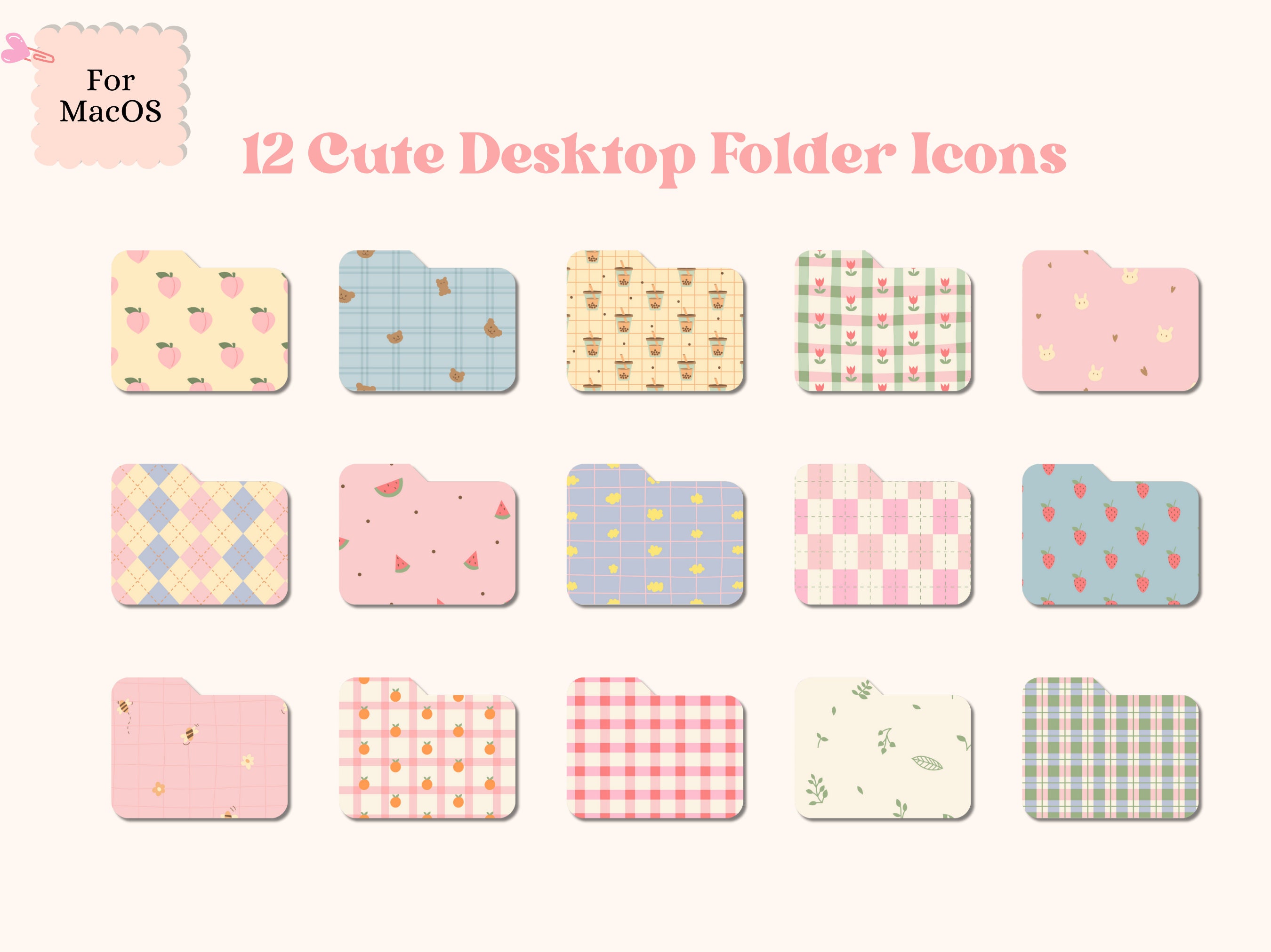 Desktop Folder Icons Floral Folder Icons Cute Aesthetic Mac Desktop ...