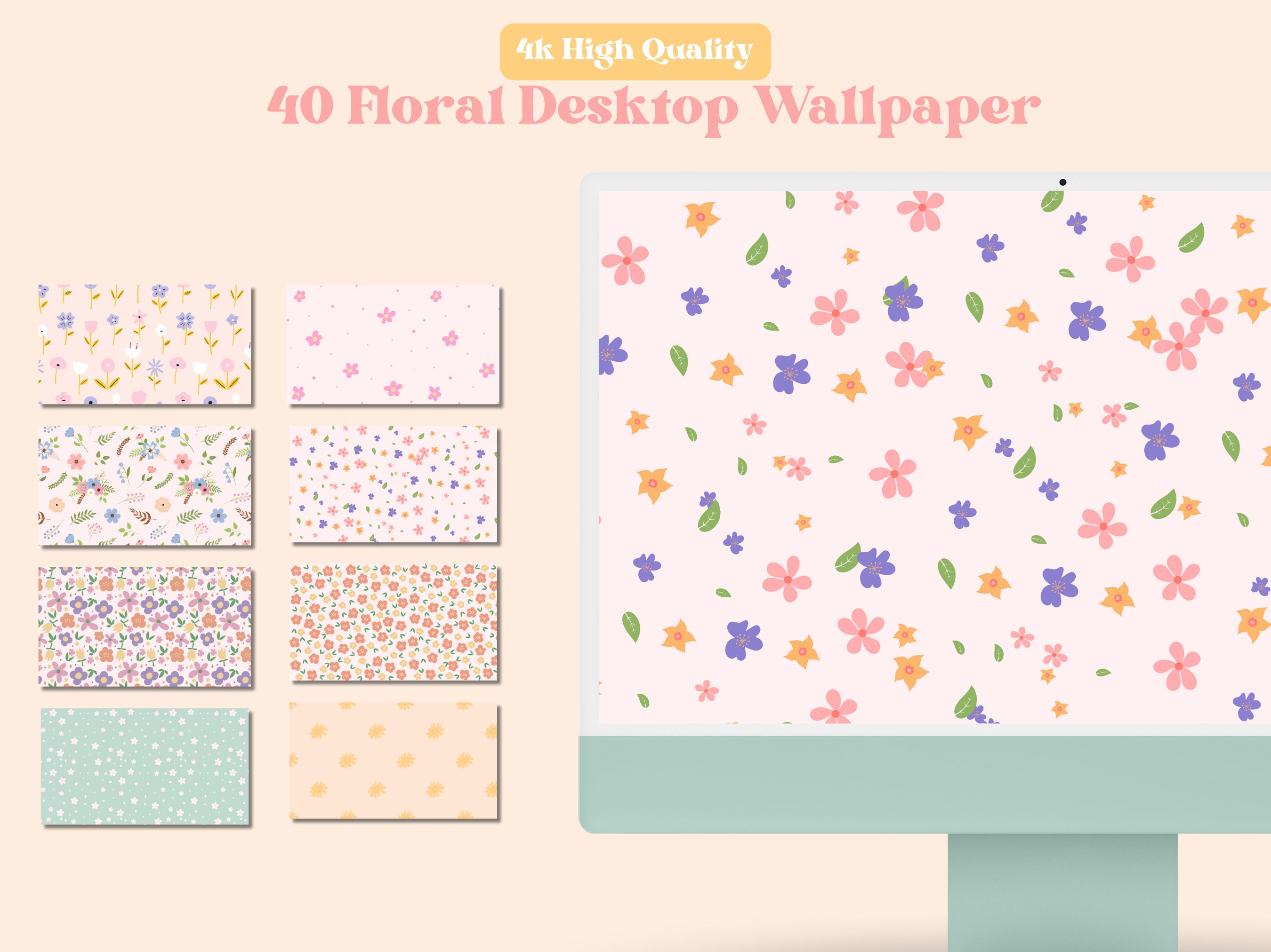 Spring Summer Floral Desktop Wallpaper High Quality 4k Mac Windows 70s ...