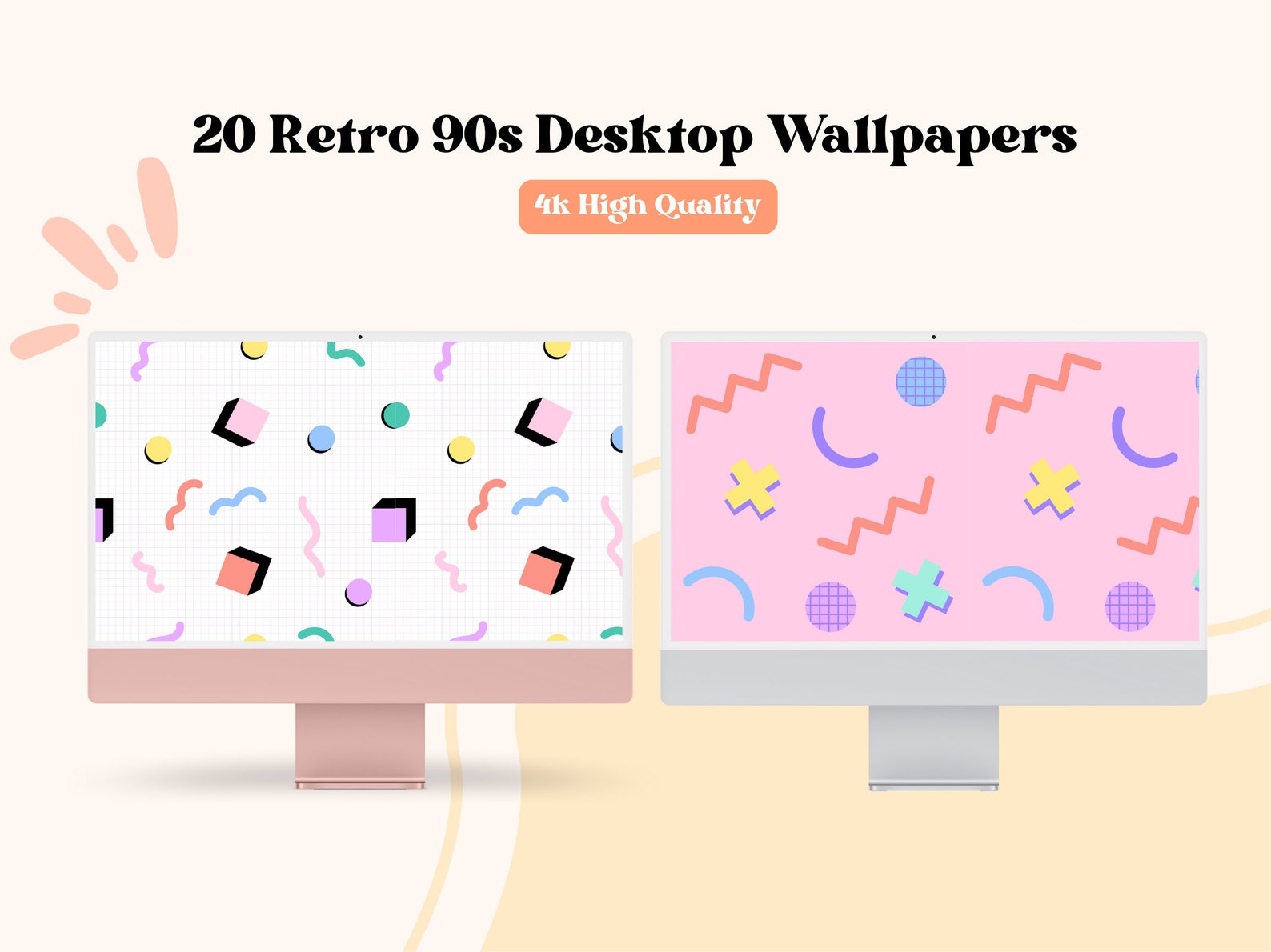 20 Retro Desktop Wallpaper Doodle 70's 90's High Quality 4k Wallpaper ...