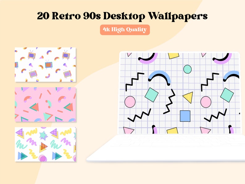 20 Retro Desktop Wallpaper Doodle 70's 90's High Quality 4k Wallpaper ...