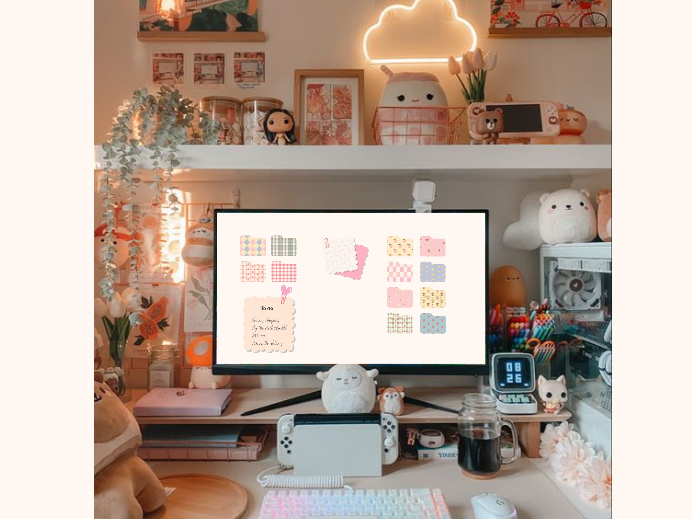 Desktop Folder Icons Floral Folder Icons Cute Aesthetic Mac Desktop ...