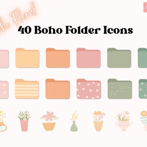 Boho Folder Icons, Aesthetic Desktop Icons, Desktop Folder Icons for ...