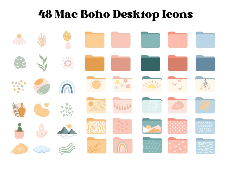48 Boho Desktop Folder Icons for Mac Desktop Folder Icons, File Icons, Mac, High Quality 4k ...