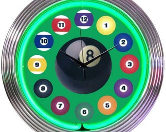 Vintage Billiards Wall Clock – Retro Pool Hall Decor – 11" Diameter ...