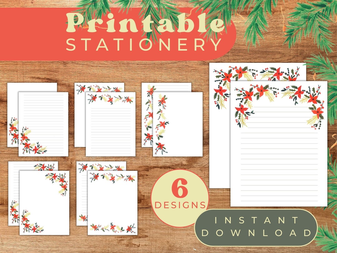 Printable Christmas Stationery Papers Digital Download Stationery ...