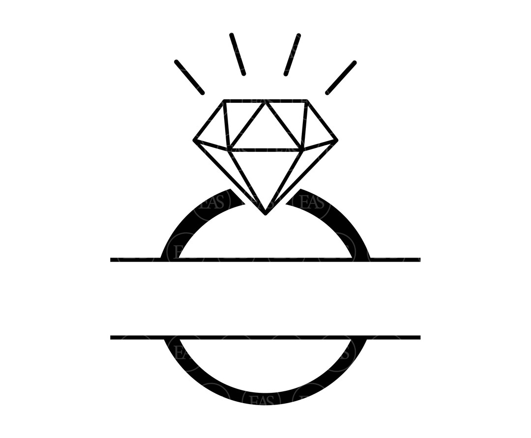 Engagement Ring Monogram Svg, Diamond Ring Svg, Split Name Frame Svg ...