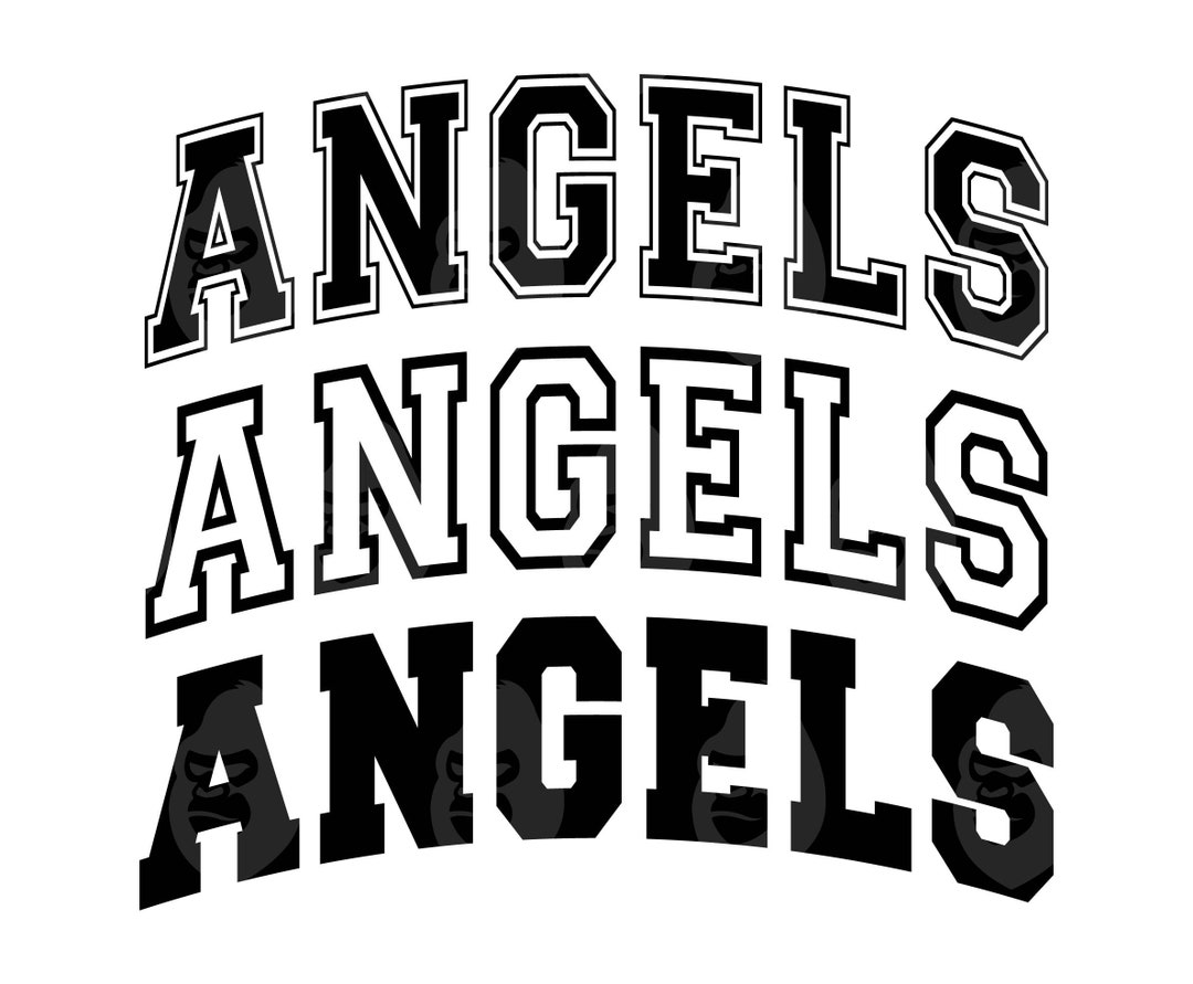 Angels Svg, Angels Png, Angels Arched Varsity Font, Go Angels Svg ...