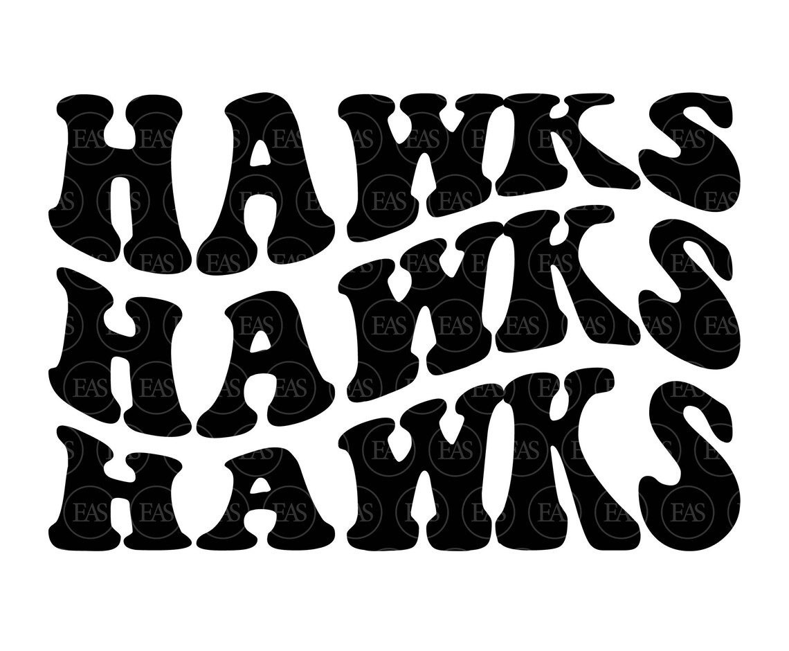 Hawks Wavy Stacked Svg, Go Hawks Svg, Hawks Team, Retro Vintage Groovy ...