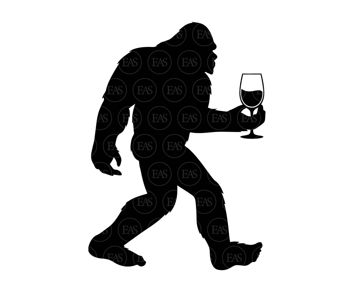 Bigfoot With Wine Glass Svg Big Foot Svg Drunk Svg Yeti - Etsy Hong Kong