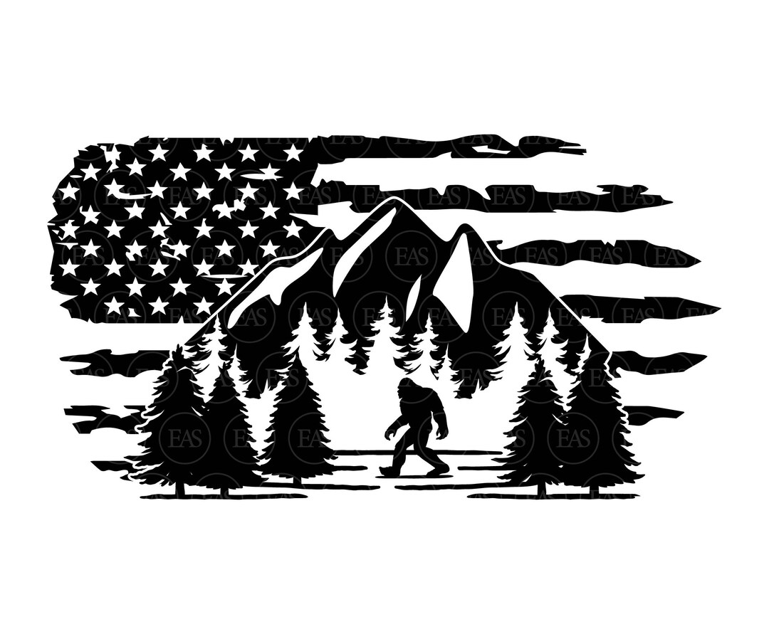 Bigfoot Svg, American Flag Svg, Forest Svg, Big Foot Print, Yeti ...