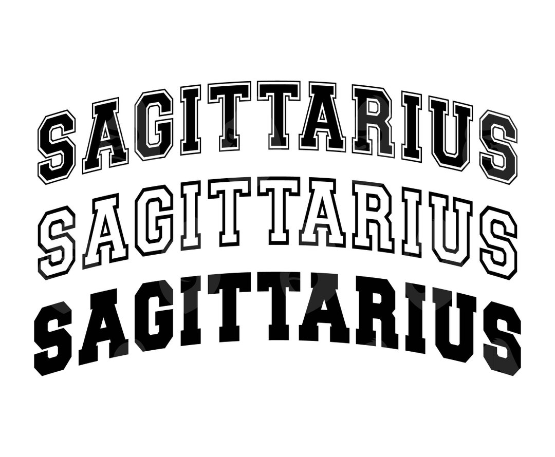 Sagittarius Svg, Sagittarius Png, Arched Varsity Font, Zodiac Signs ...