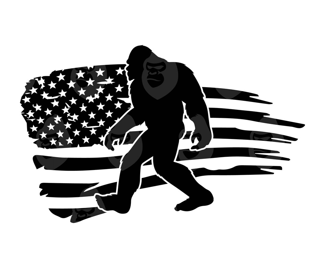 Bigfoot Distressed American Flag Svg, Big Foot Svg, Yeti Svg, Sasquatch ...