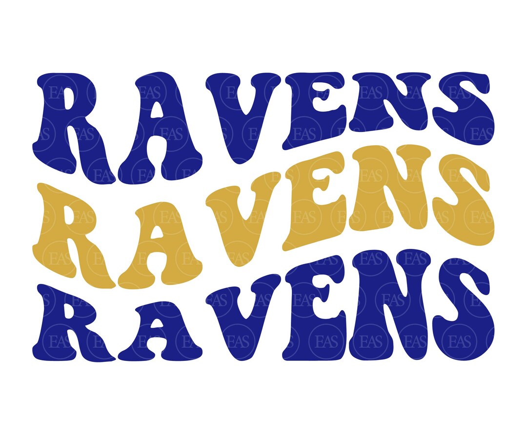 Ravens Wavy Stacked Svg, Go Ravens Svg, Ravens Team, Retro Vintage ...