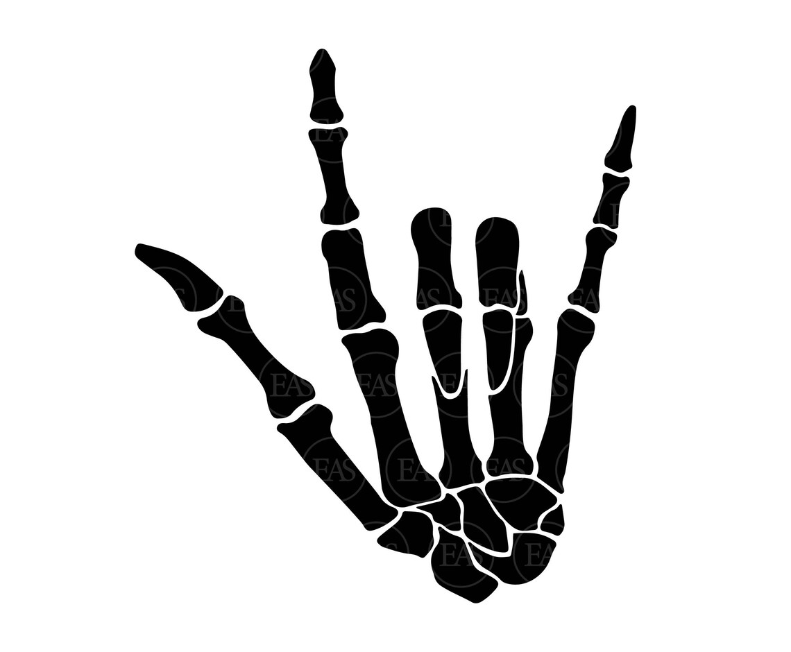 Skeleton I Love You Hand Sign Svg, ASL, Sign Language Svg. Vector Cut ...