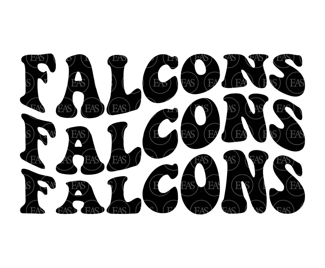 Falcons Wavy Stacked Svg Go Falcons Svg Falcons Team Retro - Etsy
