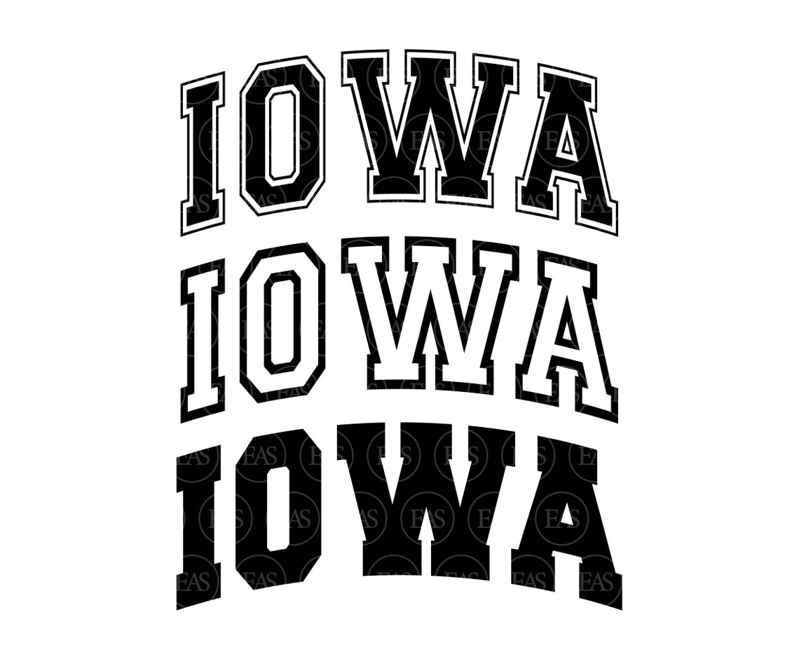 Iowa Svg Varsity Font Svg College Font Arched Text America - Etsy