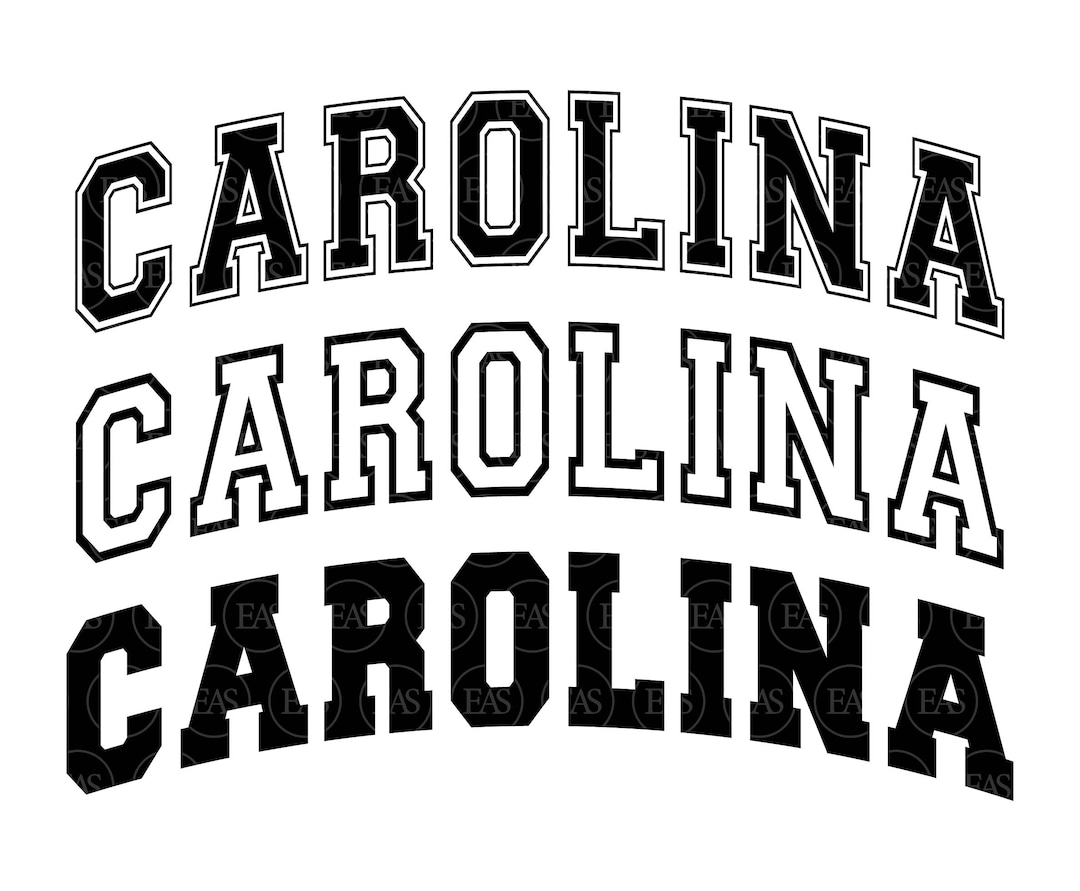 Carolina Svg, Varsity Font Svg, College Font, Arched Text, America Svg ...