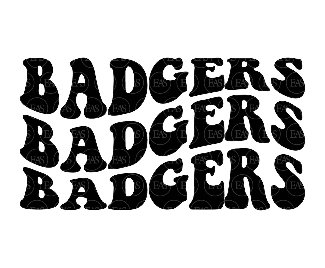 Badgers Wavy Stacked Svg, Go Badgers Svg, Badgers Team, Retro Vintage ...