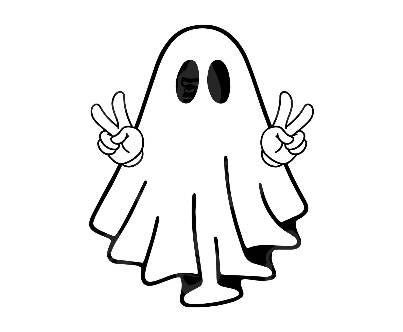 Ghost Svg, Cute Ghost Png, Peace Sign, Boo, Halloween, Spooky Vibes ...