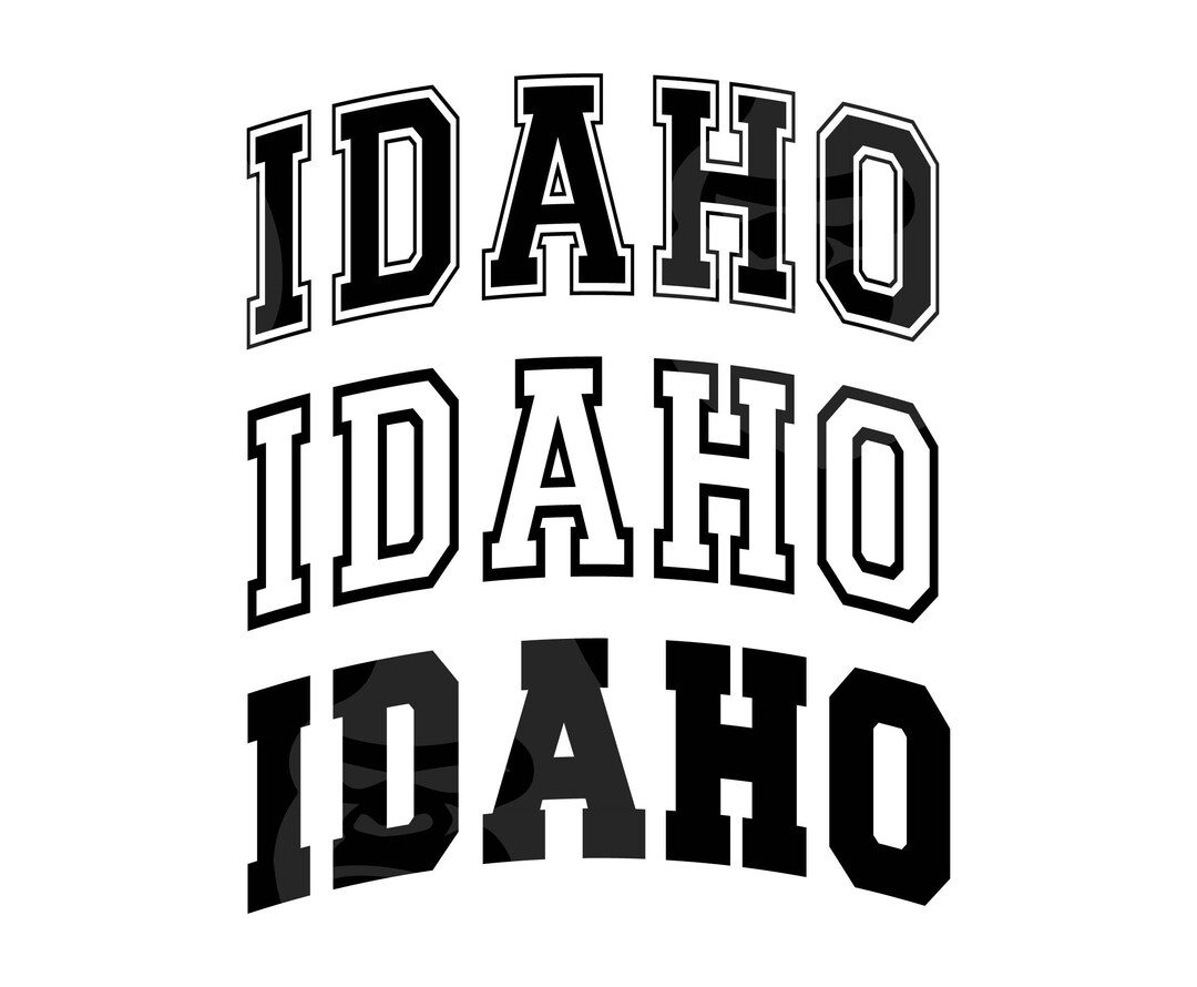 Idaho Svg, Idaho Png, Varsity College Font, Arched Text, America State ...