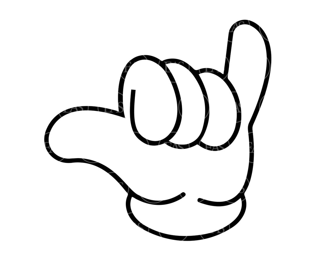 Cartoon Shaka Hand Svg, Hang Loose Svg, Aloha Hand Svg, Hawaii Mahalo ...