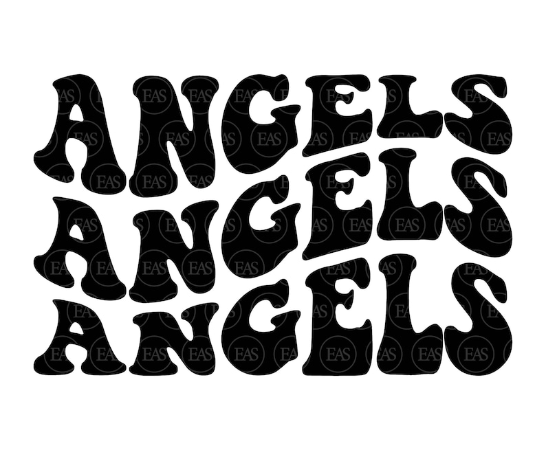 Angels Wavy Stacked Svg Go Angels Svg Angels Team Retro - Etsy